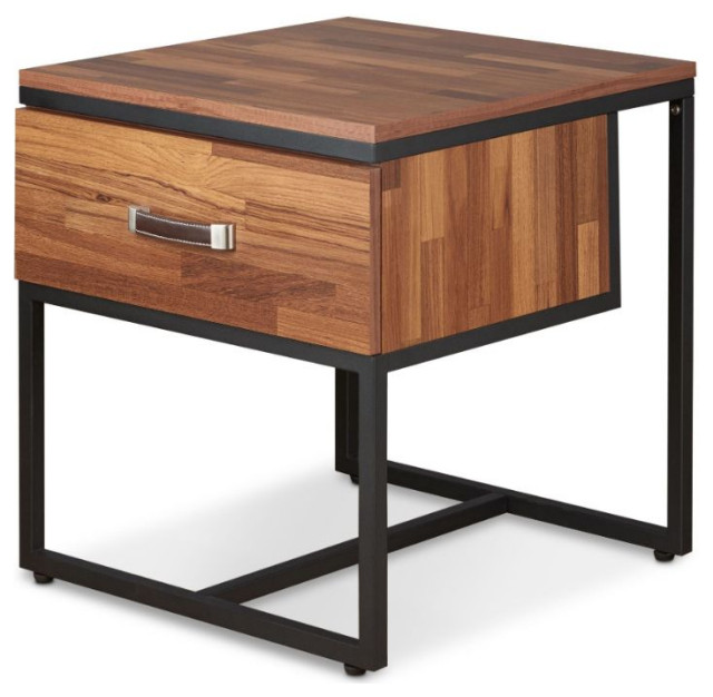 Acme Sara I End Table Walnut and Sandy Black Finish - Industrial - Side ...