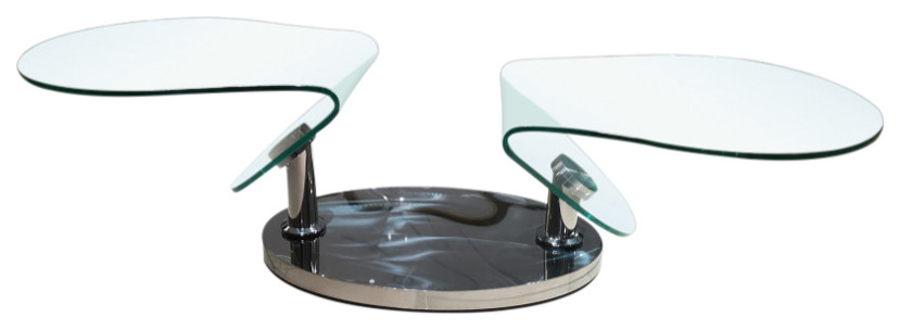 Motion Coffee Table With Clear Glass Top, Chrome Base - Contemporary ...