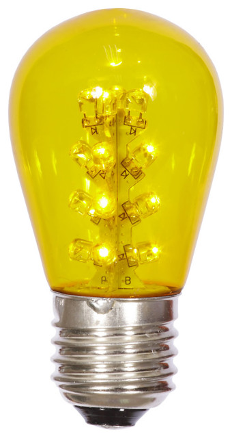S14 LED Yellow Transparent Plastic 130Volt Bulb, 5 per pack, S14 Medium ...