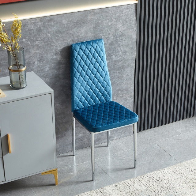 Set of 4 Modern Simple Style Dining Chair Light Blue - Contemporary ...