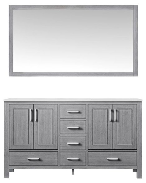 Jacques Modern Distressed Grey 60" Double Vanity With Quartz Top ...
