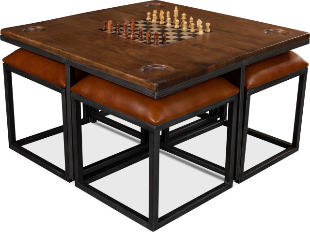 Low Game Table With Four Stools - Industrial - Game Tables - by ...