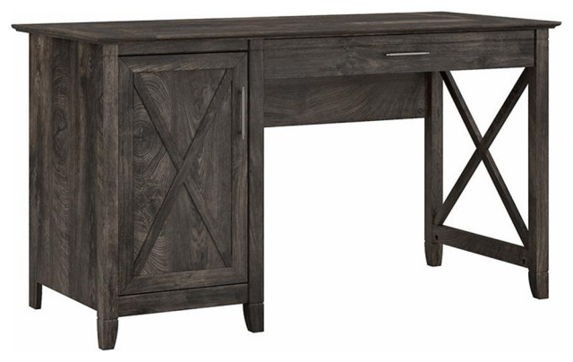 Atlin Designs Farmhouse Wood Computer Desk with Keyboard Tray in Gray ...