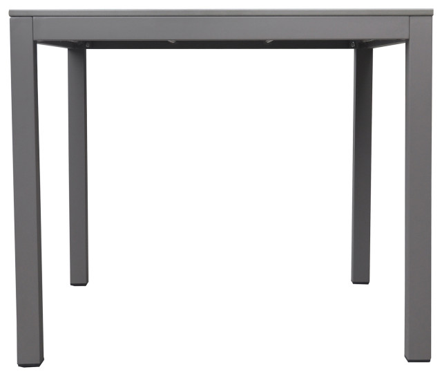 Bistro Patio Dining Table, Gray Powder Coated Finish With Gray Wood Top ...