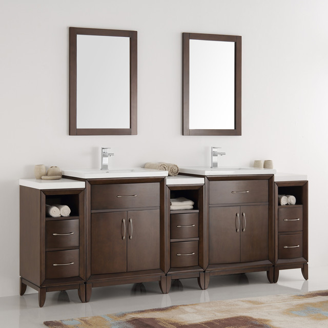 Fresca Cambridge Antique Coffee Traditional Bathroom Vanity w/ Mirror ...