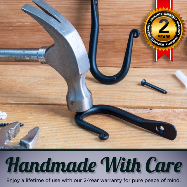 Blacksmith Handmade Simple Wall Mounted Wrought Iron Wall Hooks, Set of ...