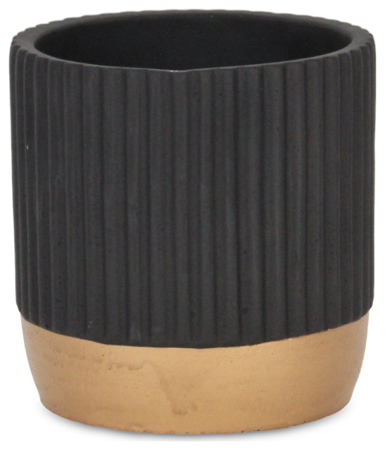 Elegant Large Black Ceramic Pot - Contemporary - Outdoor Pots And ...