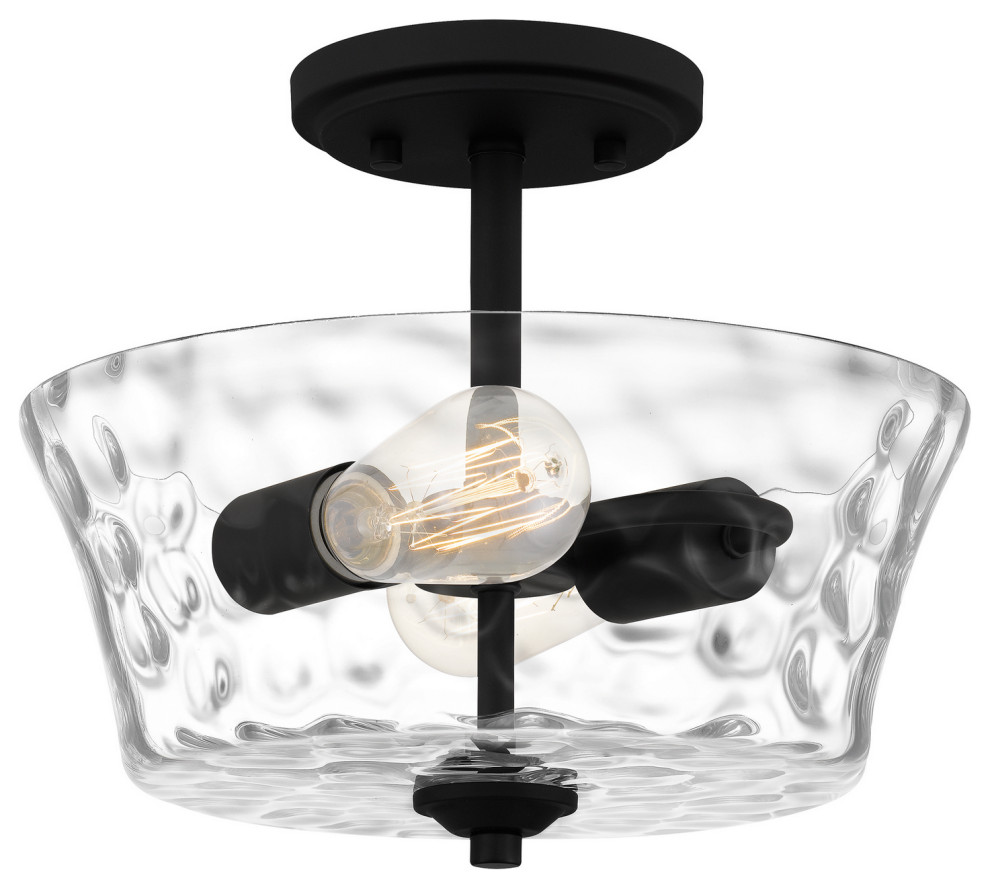 Acacia Two Light Semi Flush Mount, Matte Black - Industrial - Flush ...