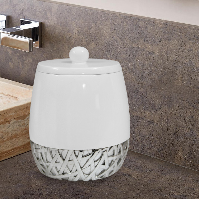 nu steel Bali Cotton Swab Container - Contemporary - Bathroom Canisters ...
