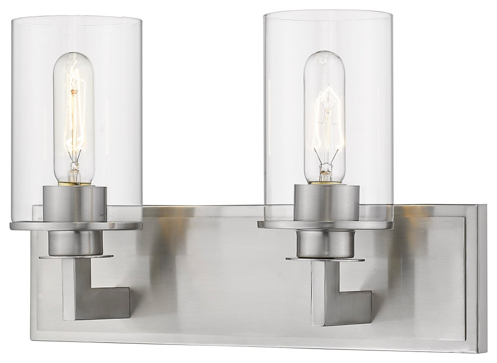 Savannah 2-Light Bathroom Vanity Light In Brushed Nickel, 16.250 ...