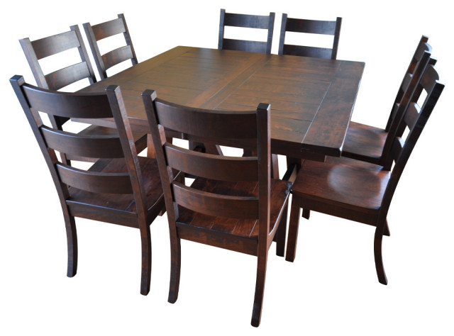 Hawthorne Rustic Cherry Square Extendable Dining Table, 72x72 2 Leaves ...