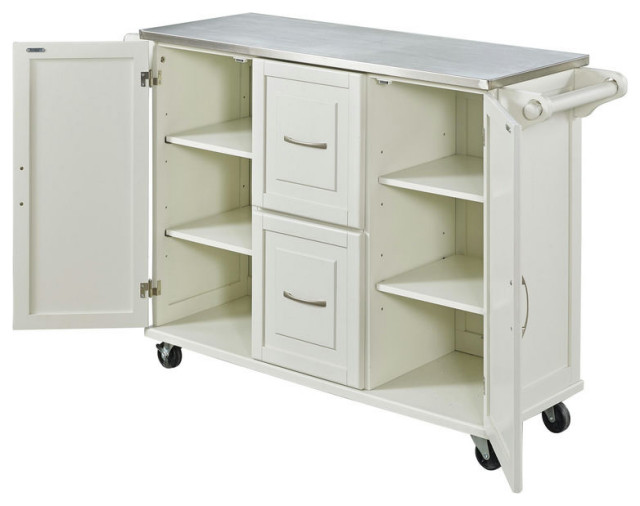 Homestyles Dolly Madison Wood Kitchen Cart in Off White - Transitional ...