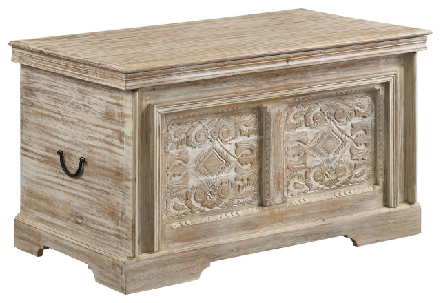 Nilay Rectangular Storage Trunk White Washed and Black - French Country ...