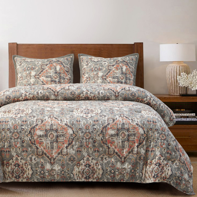 3-Piece Carmen Vintage Kilim Duvet Cover Set, Super Queen ...