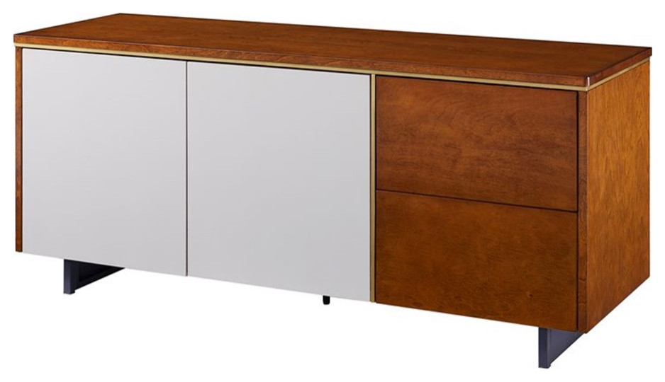 SEI Furniture Midhurst Storage Media Stand Brown-White with Brass ...