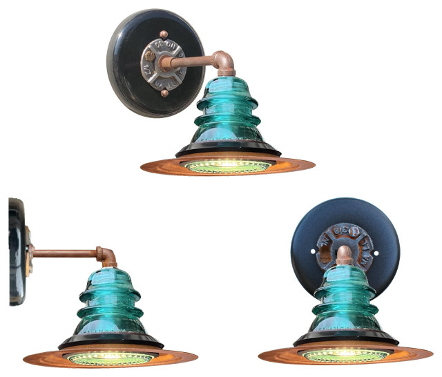 Insulator Light LED Sconce 7" Rusted Metal Hood - Industrial - Wall ...