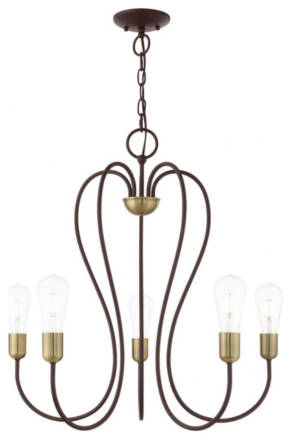 Transitional Five Light Chandelier-Bronze Finish - Chandelier - 218-BEL ...