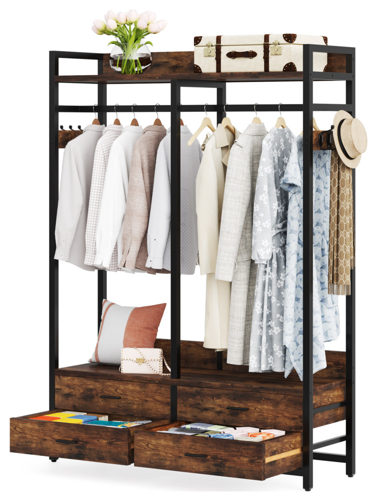 Tribesigns Wardrobe Closet, Heavy Duty Garment Rack With 4 Drawers ...
