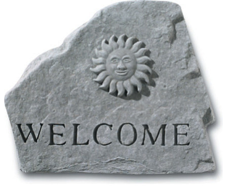 "Welcome" Garden Stone With Sun Accent - Contemporary - Garden Statues ...