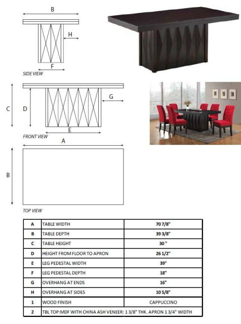 Pilaster Designs Riley 71" Rectangular Pedestal Dining Table ...
