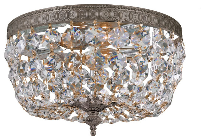 2-Light 10" Ceiling Light in English Bronze with Clear Swarovski Strass ...