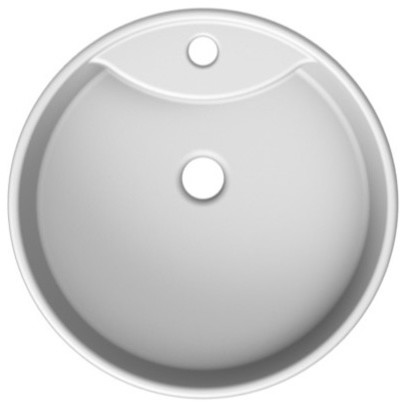 Round White Ceramic Semi-Recessed Sink - Contemporary - Bathroom Sinks ...