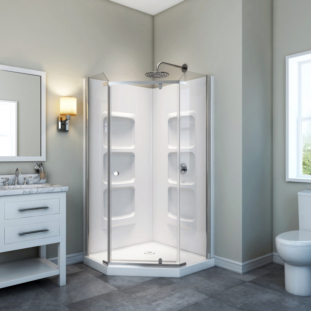 Nevada 36" Neo Angle Shower Enclosure Kit With Acrylic Base and Walls ...