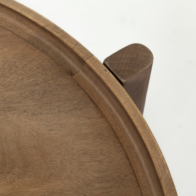 Cleaver I Medium Brown Solid Wood Round Accent Table - Transitional ...