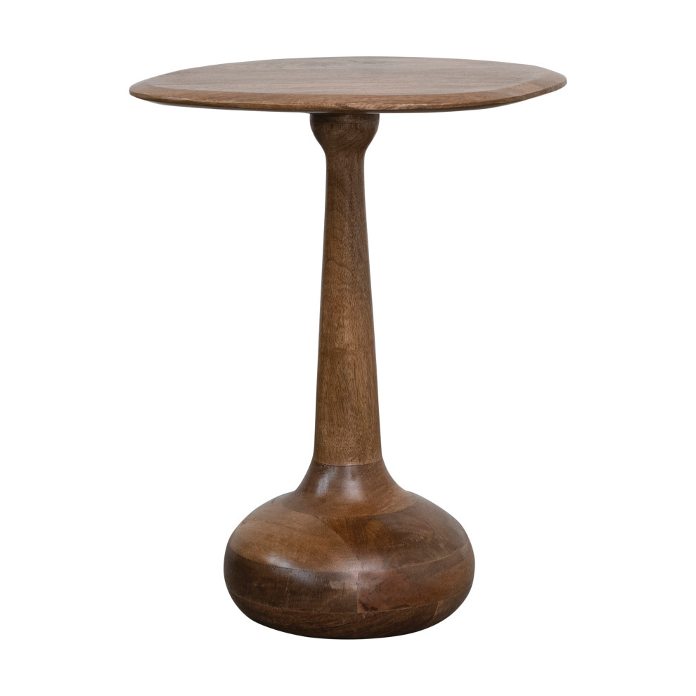 Modern Sculptural Wood End Table, Stained Brown Finish - Transitional ...