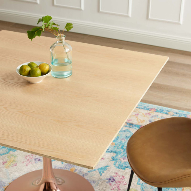 Dining Table, Square, Wood, Rose Gold Brown Natural, Modern, Bistro ...