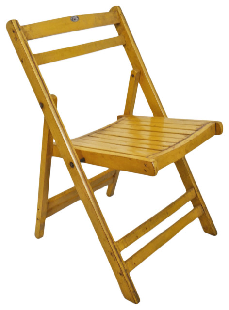 Consigned India Yellow Folding Chair - Farmhouse - Folding Chairs And ...