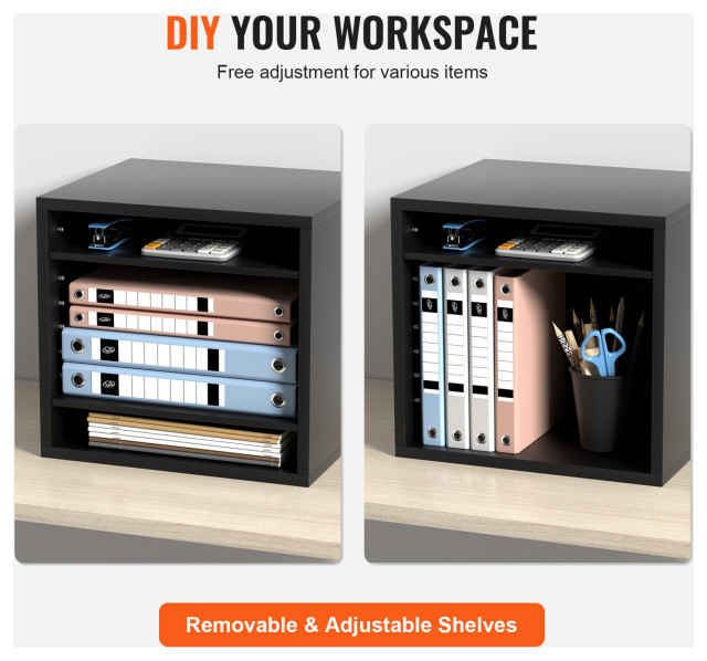 5 Compartments Wood File Organiser Office Mailbox with Adjustable ...