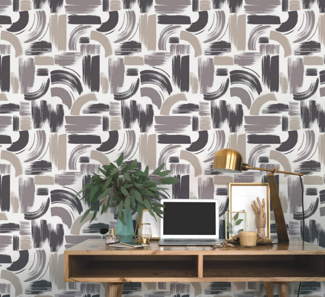 Modern Brushstrokes Peel & Stick Wallpaper - Contemporary - Wallpaper ...