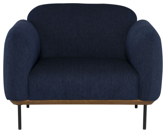 Benson True Blue Fabric Single Seat Sofa - Midcentury - Armchairs And ...