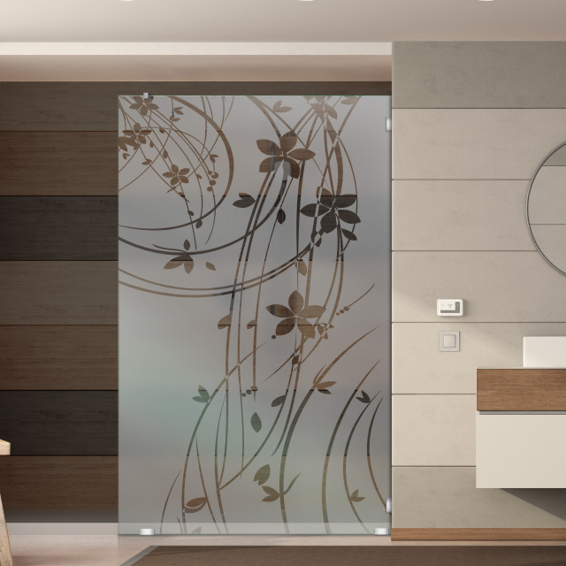 Walk in Shower Glass Screen Decorative Frosted Design, 24" X 75 ...