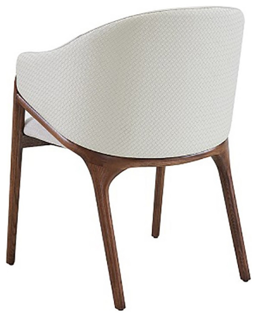 Modrest Lunde Fabric & Vegan Leather Dining Arm Chair in Walnut/Cream ...