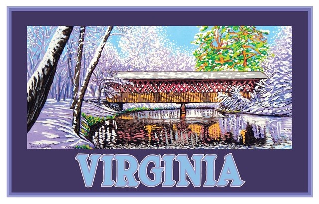David Linton Virginia Wood Covered Bridge Art Print, 30"x45 ...
