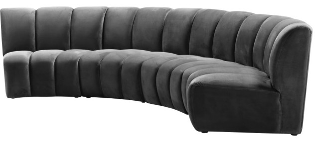Infinity Channel Tufted Velvet Modular Chair, 4 Piece - Transitional ...