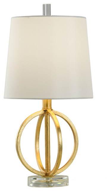 Golden Flora Table Lamp, Antique Gold, Heavy White - Contemporary ...