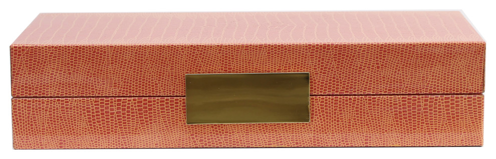 Addison Ross Lacquered Faux Croc Box, Orange and Gold - Contemporary ...
