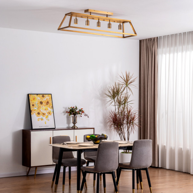 VidaLite Shura Cage, 5 Light Flush Mount, Brushed Brass, 5 - Light ...