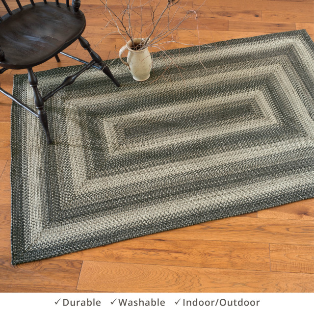 Homespice Decor 4 x 6' Rectangular Cobblestone Ultra Wool Braided Rug ...