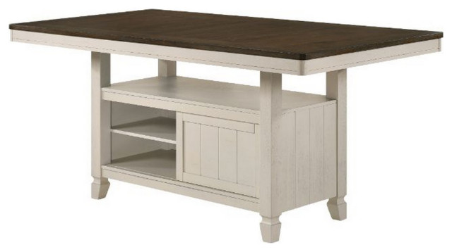 Benzara BM261672 Counter Height Table With Built in Shelves, Brown and ...