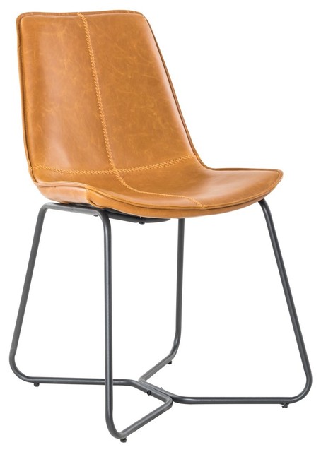 Monique Vintage Leather Dining Chair, Set of 2 - Contemporary - Dining ...
