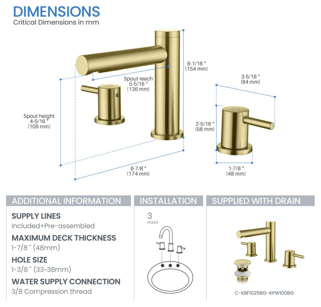 Circular 8" Bathroom Sink Widespread Faucet with Drain Assembly ...