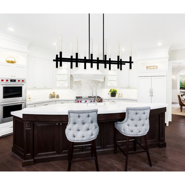 Integrated LED Black Chandelier - Modern - Kitchen Island Lighting - by ...