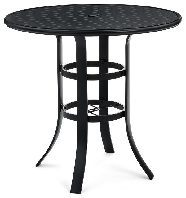Slat Top 42" Round Bar Table, Night - Transitional - Outdoor Pub And ...
