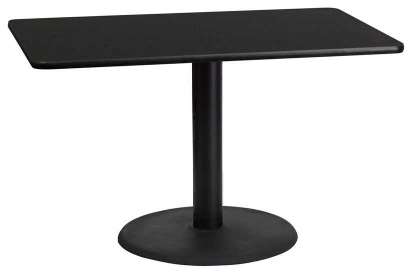 30''x48'' Black Laminate Table Top With 24'' Round Table Height Base ...