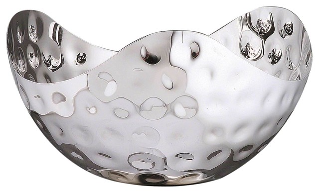 Elegance 10" Bolt Hammered Stainless Steel Triangular Bowl - Contemporary - Serving And Salad ...