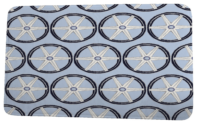 Nantucket Nautical Geo Lines Geometric Print Bath Mat, 17"x24" - Beach ...